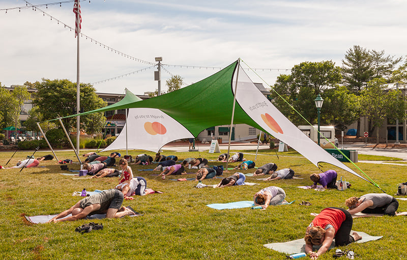 Outdoor yoga shade structure
